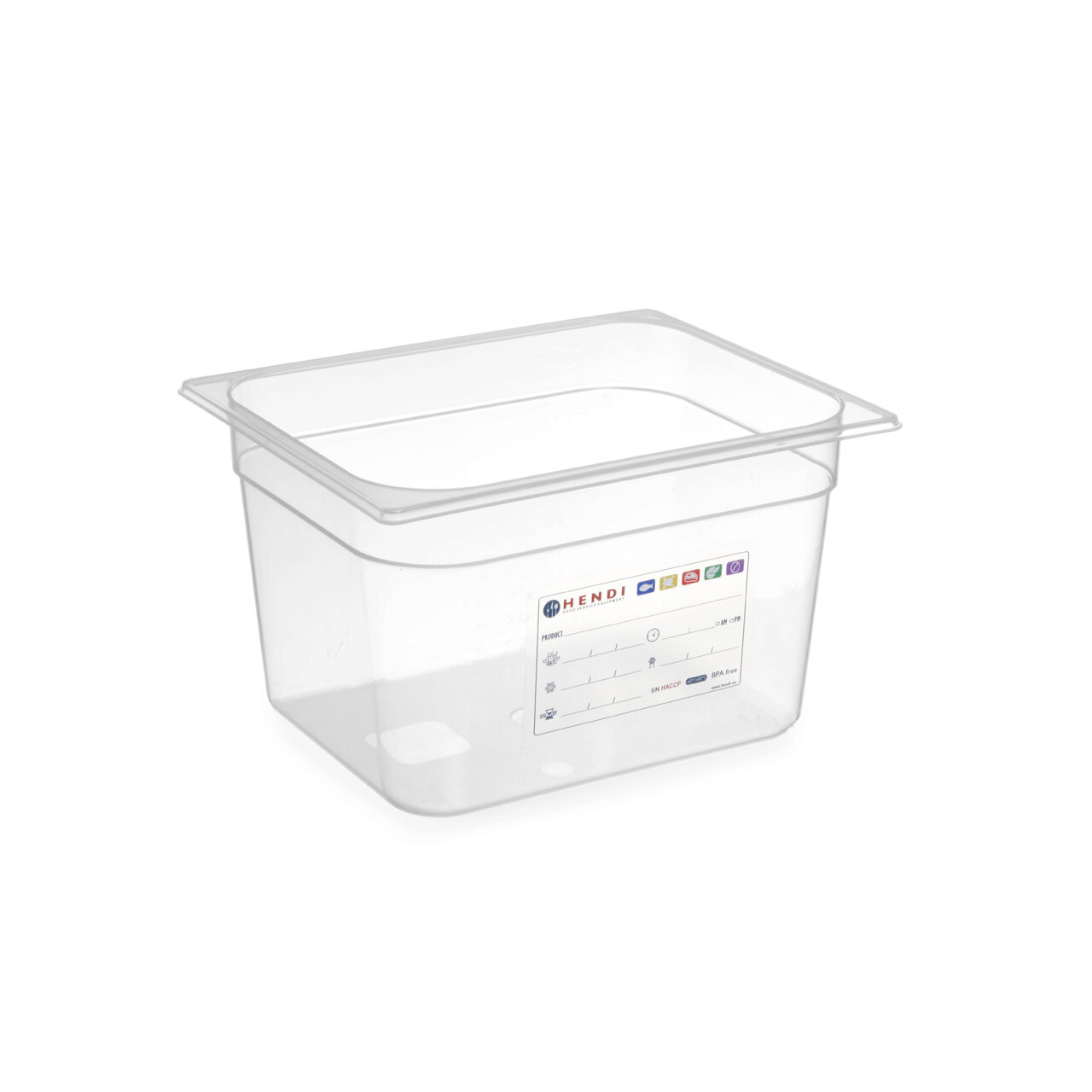 Tava Gastronorm GN1/2, 325x265x(H)200mm 12.5 litri, polipropilena, cu marcaj HACCP, Hendi ...