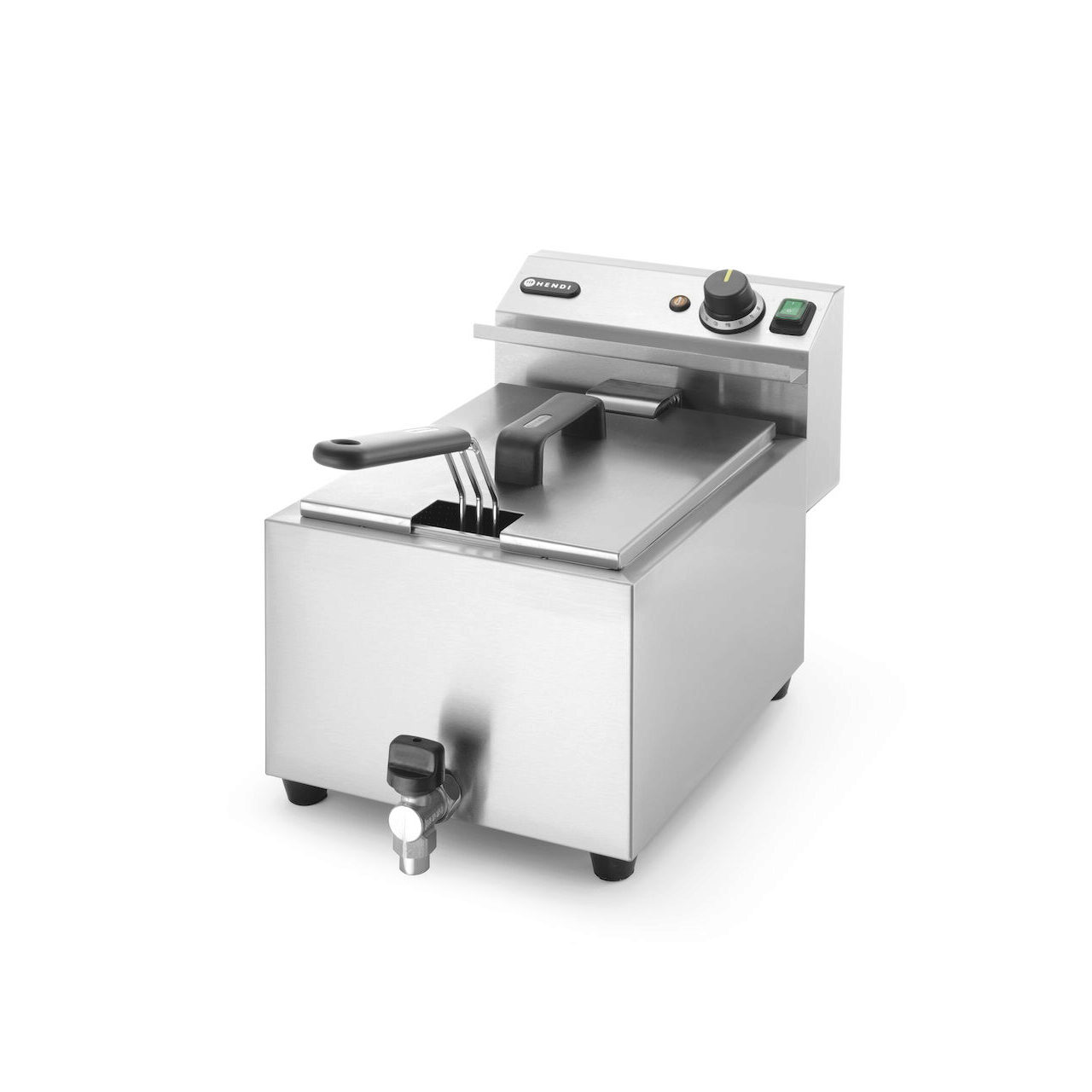 Friteuza electrica profesionala, Hendi Mastercook cu robinet scurgere ulei, Inox, 8 lt, 3500 W ...
