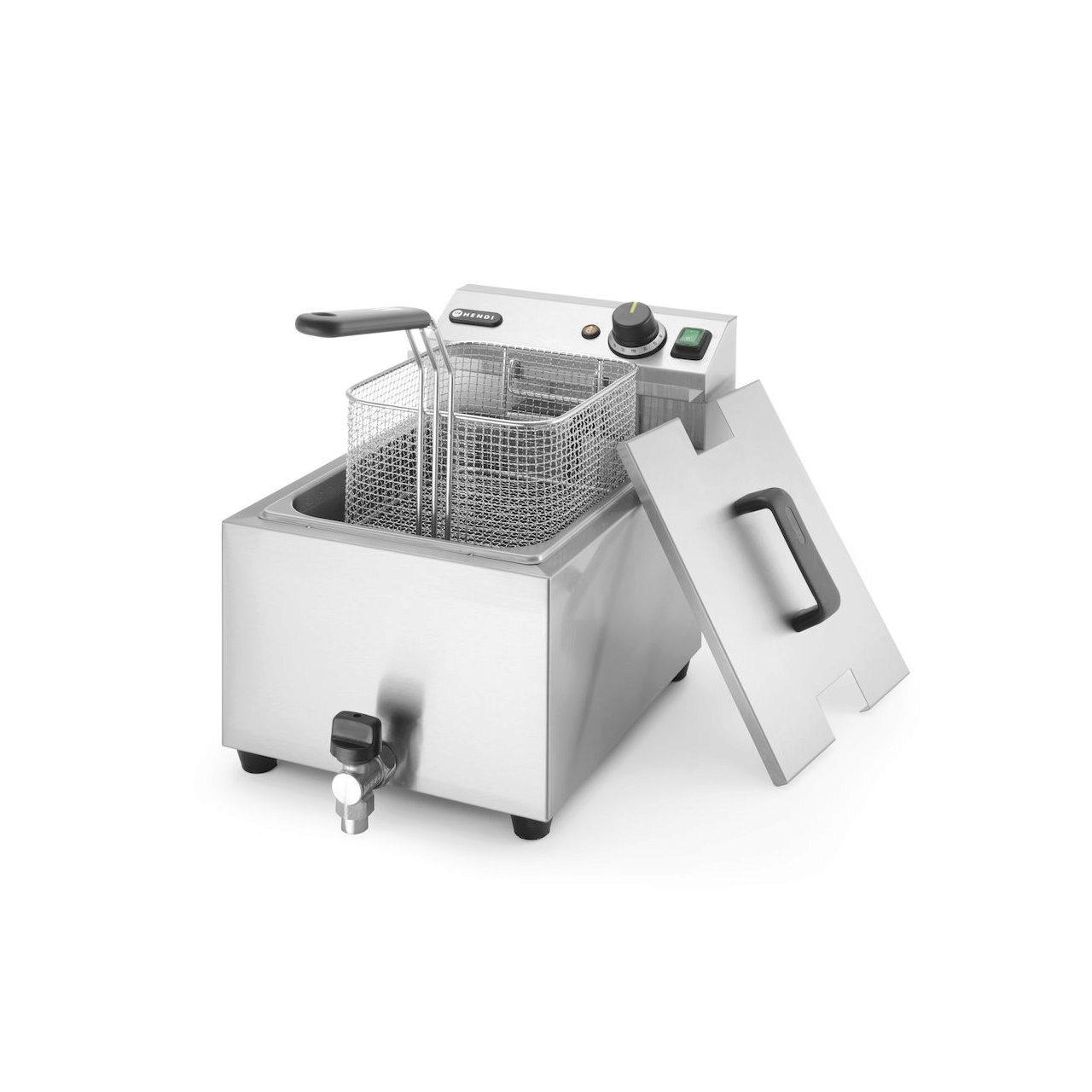 Friteuza electrica profesionala, Hendi Mastercook cu robinet scurgere ulei, Inox, 8 lt, 3500 W ...