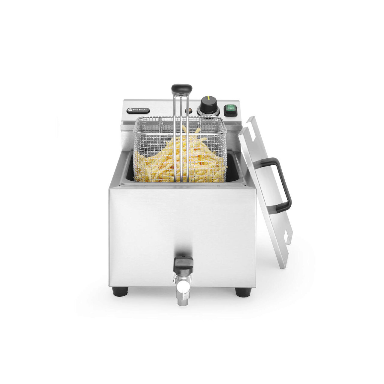 Friteuza electrica profesionala, Hendi Mastercook cu robinet scurgere ulei, Inox, 8 lt, 3500 W ...