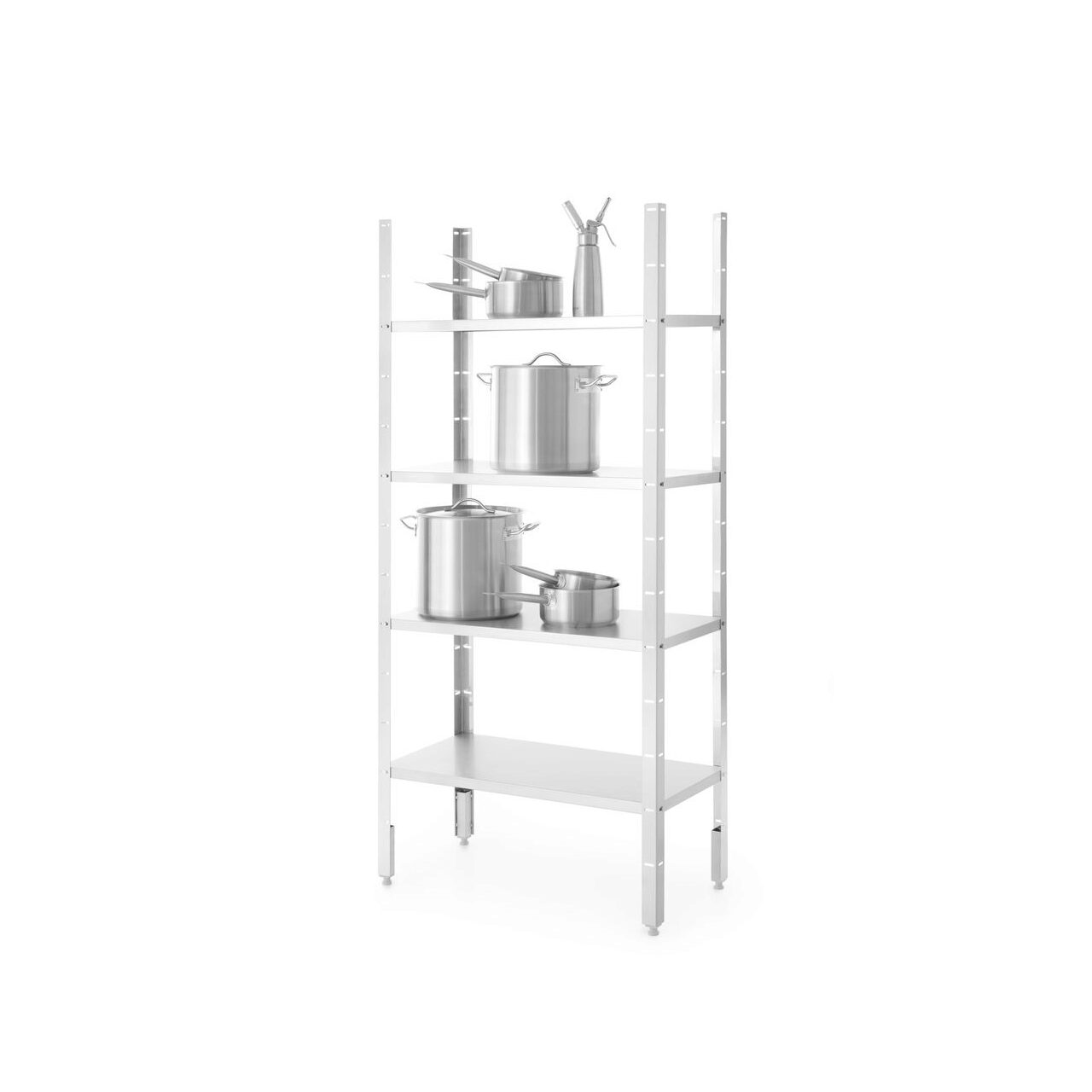 Raft metalic pentru depozitare cu 4 polite, sustine 50 kg/polita, Inox ...