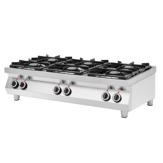 Aragaz profesional pe gaz Hendi Kitchen Line cu 6 arzatoare Inox 28.5 ...