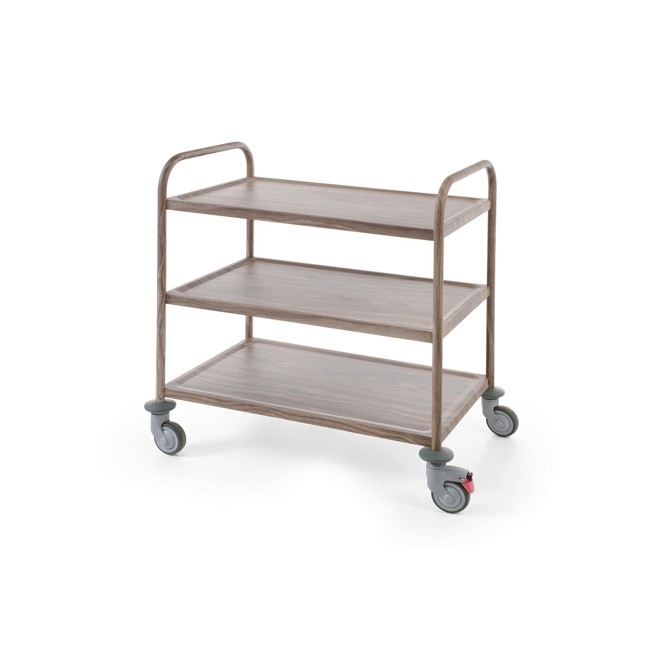 Carucior Hendi servire din inox cu 3 rafturi cu aspect de lemn stejar ...