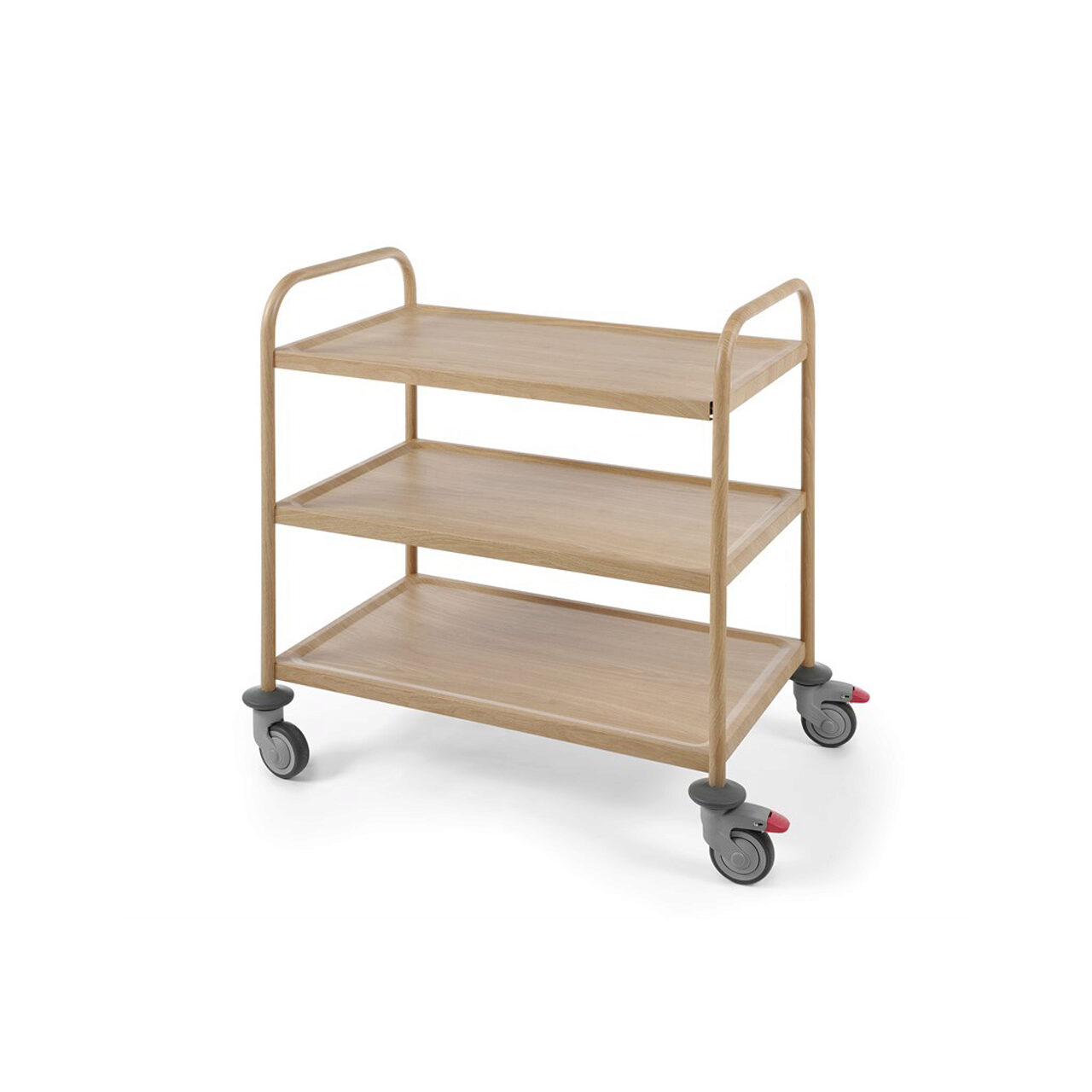 Carucior servire cu 3 rafturi, din inox cu aspect lemn stejar, Hendi ...