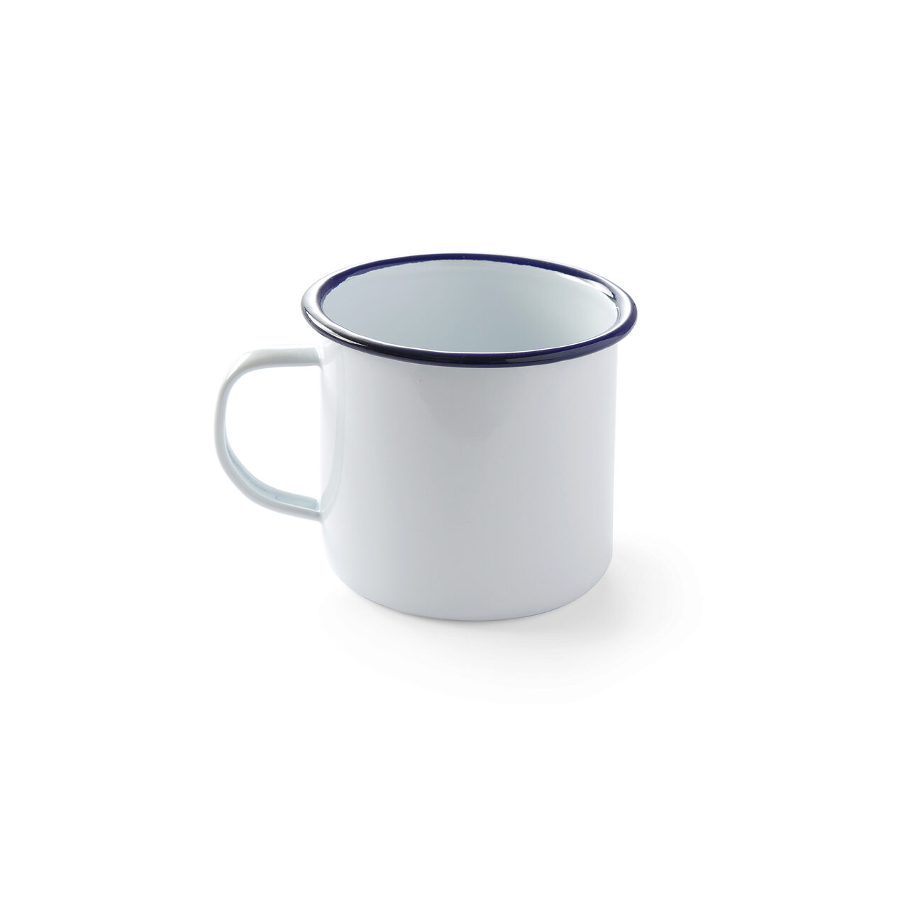 Cana 520 ml , 100x(H)90 mm, otel emailat alb cu margini albastre, Hendi ...