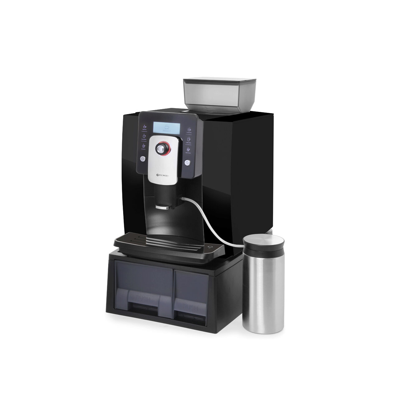 Aparat cafea automat, Hendi Profi Line, rasnita inclusa, negru, bauturi ...